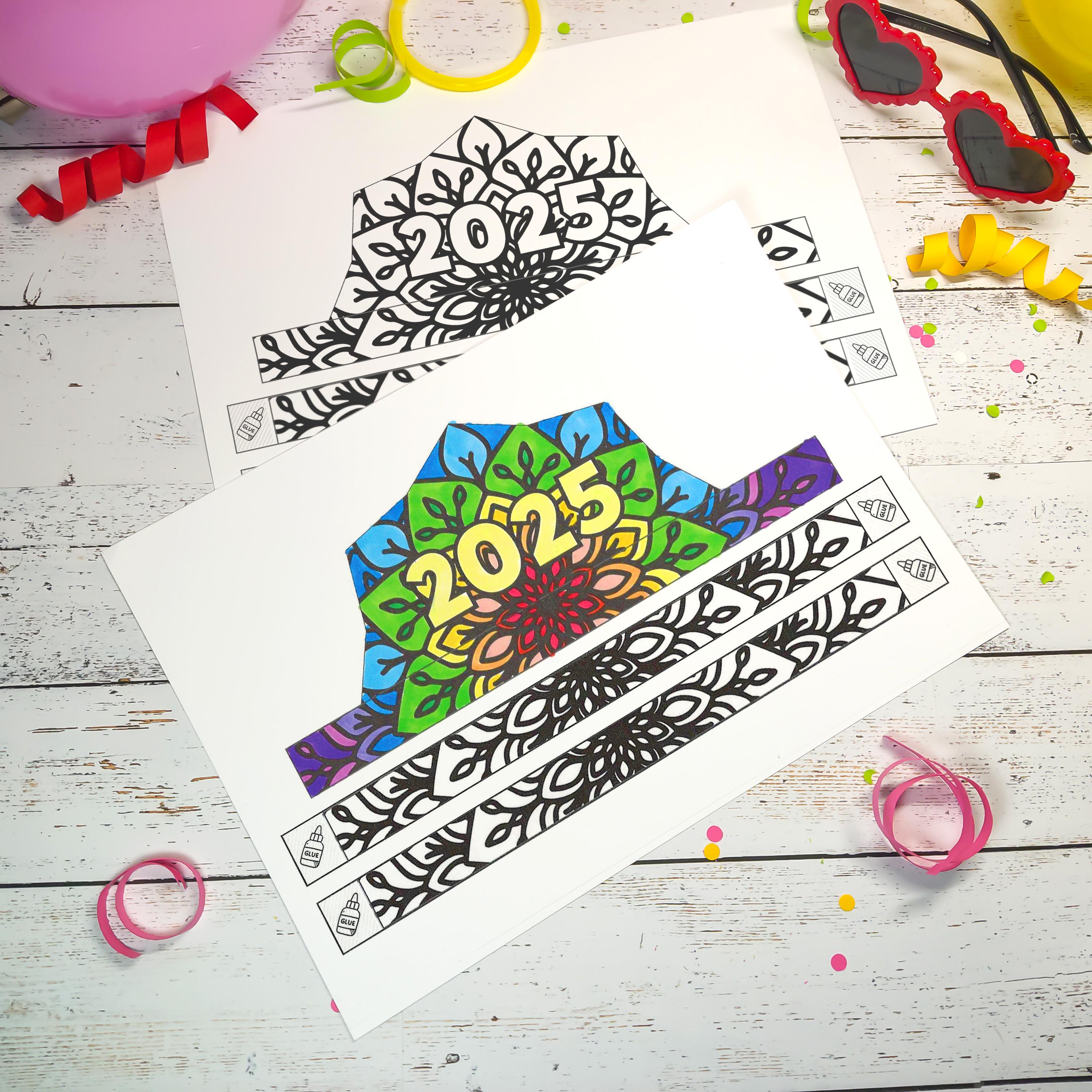 Coloring DIY Kids New Year's Eve Party Hat Printable Craft for ...