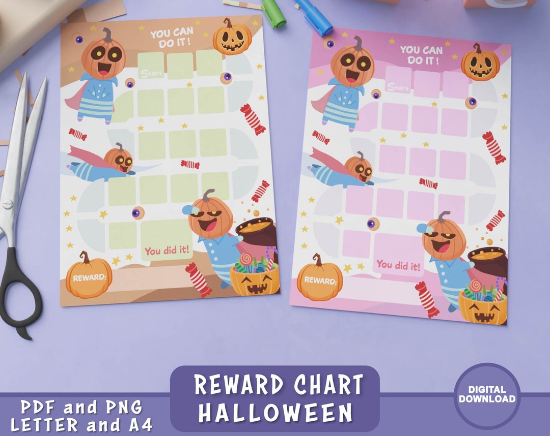 Halloween Reward Chart for Kids, Pumpkinhead Chart, for Toddler, Track ...