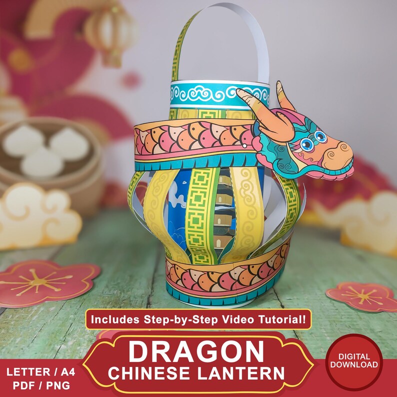 Printable Chinese New Year Paper Lantern Craft Kit, DIY Lantern for ...