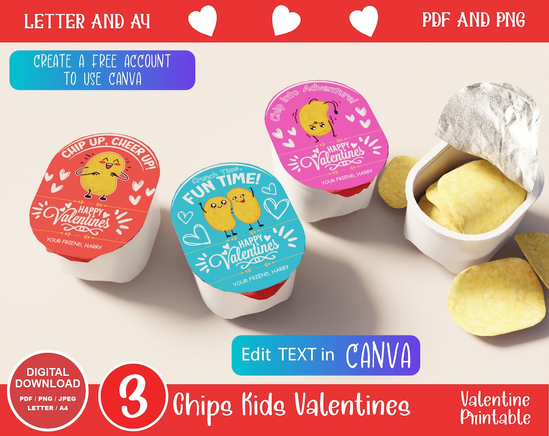 Chips Kids Valentines Printable, Make School Valentine's Day Fun With ...
