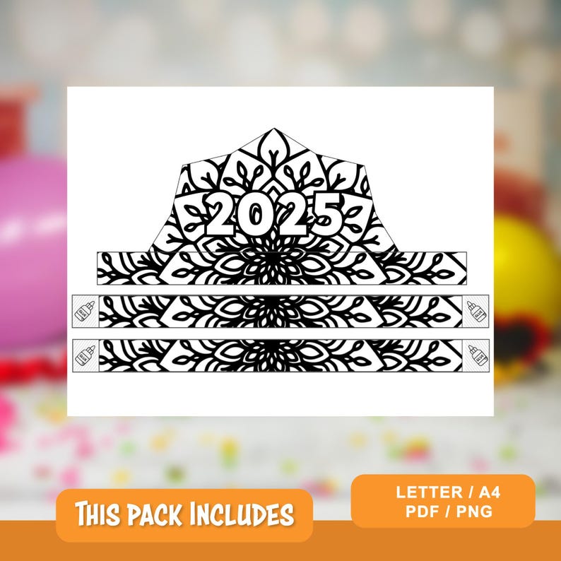 Coloring DIY Kids New Year's Eve Party Hat Printable Craft for ...