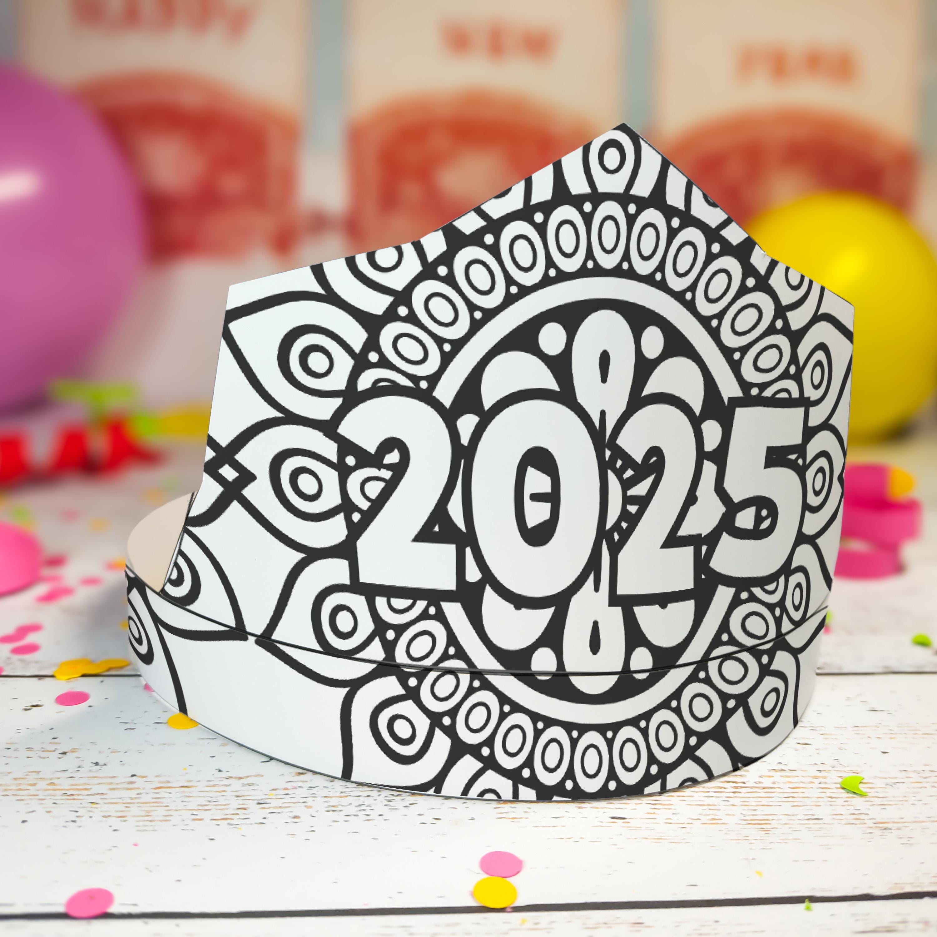 Coloring DIY Kids New Year's Eve Party Hat Printable Craft for ...
