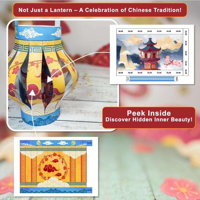 Printable Chinese New Year Paper Lantern Craft Kit, DIY Lantern for ...