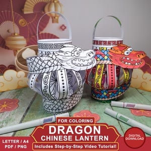 Coloring Chinese New Year Paper Lantern Craft Kit, Printable DIY ...
