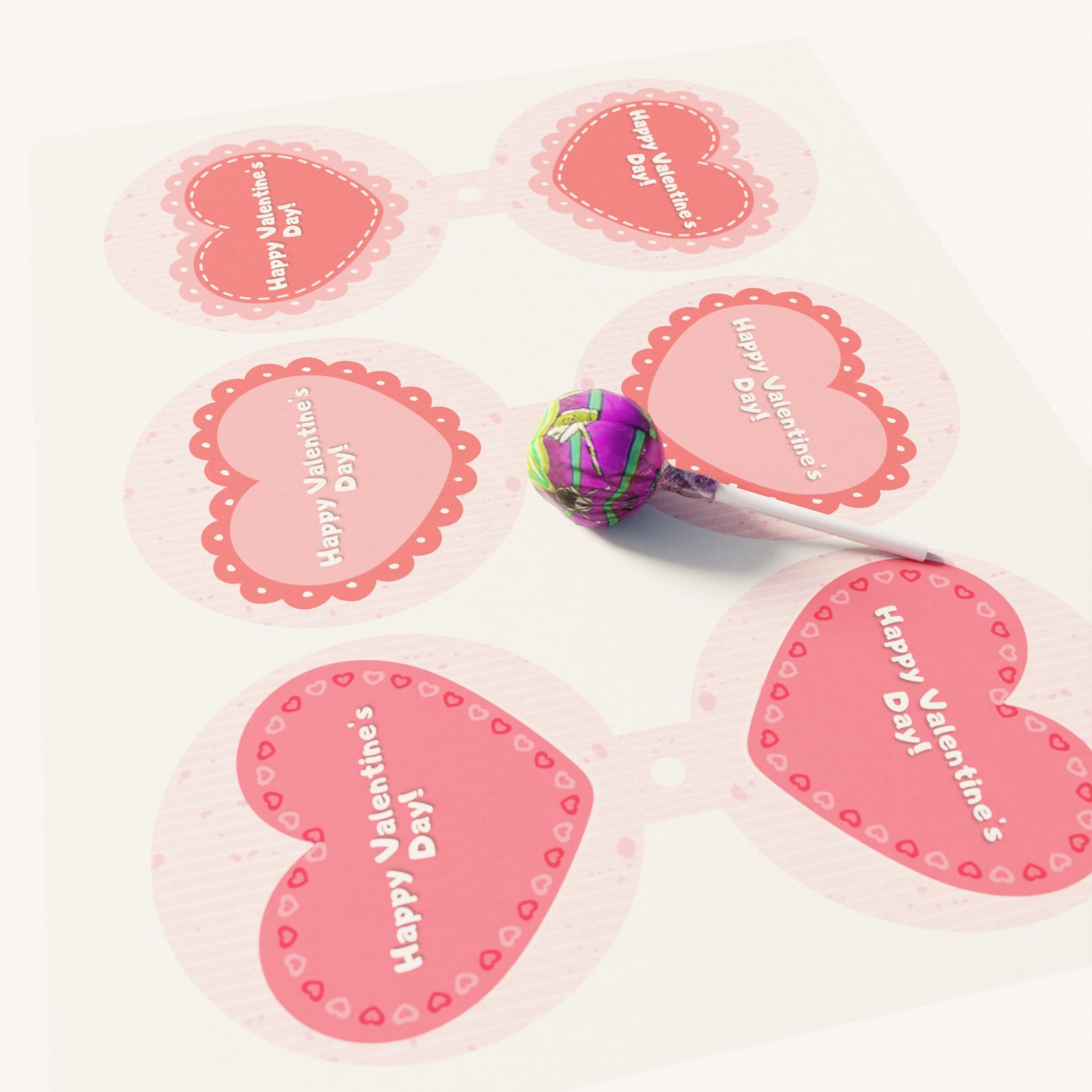 Pink Lollipop Valentine Tags for Kids' Classroom, Delightful DIY ...