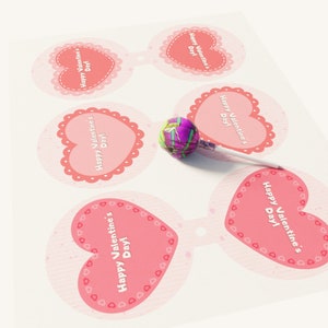 Pink Lollipop Valentine Tags for Kids' Classroom, Delightful DIY ...