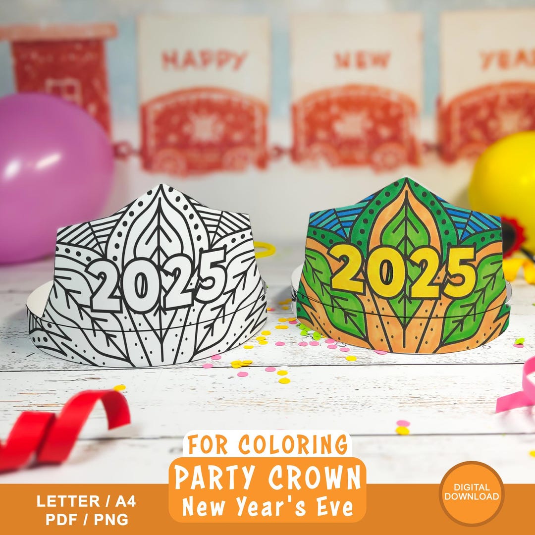 Coloring DIY Kids New Year's Eve Party Hat Printable Craft for ...