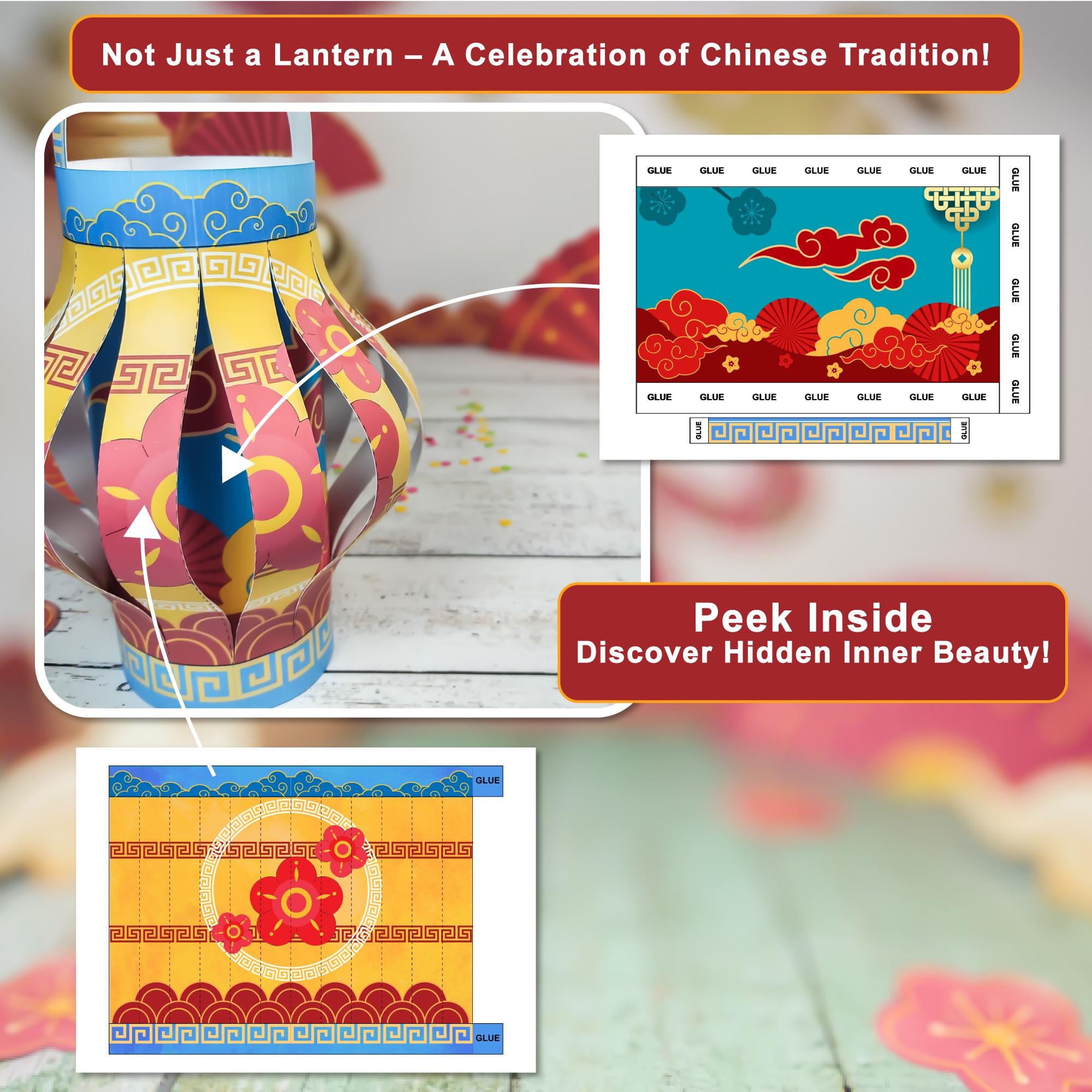 Printable Chinese New Year Paper Lantern Craft Kit, DIY Lantern for ...