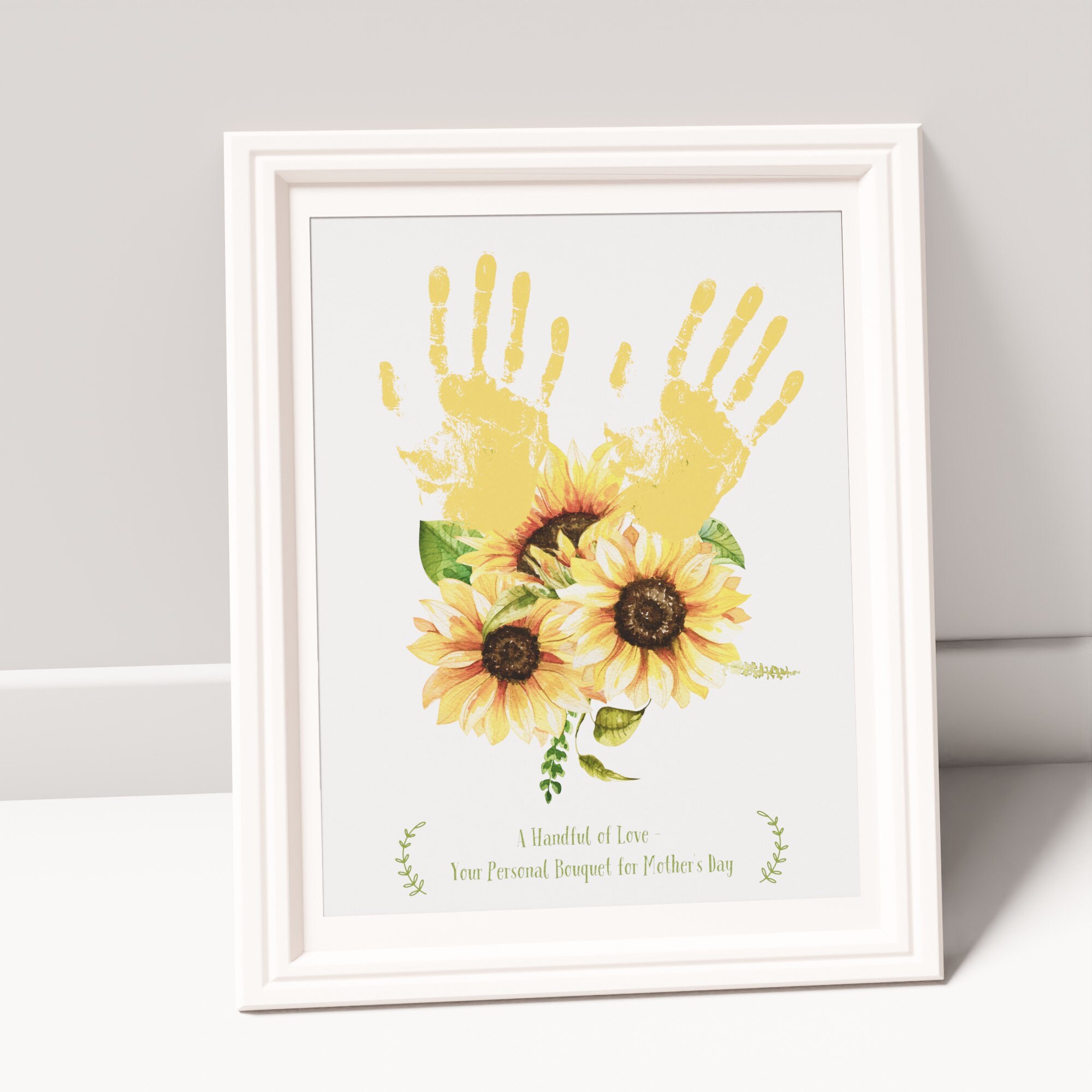 Mother's Day Handprint Art Print Floral Bouquet Keepsake for Mom ...