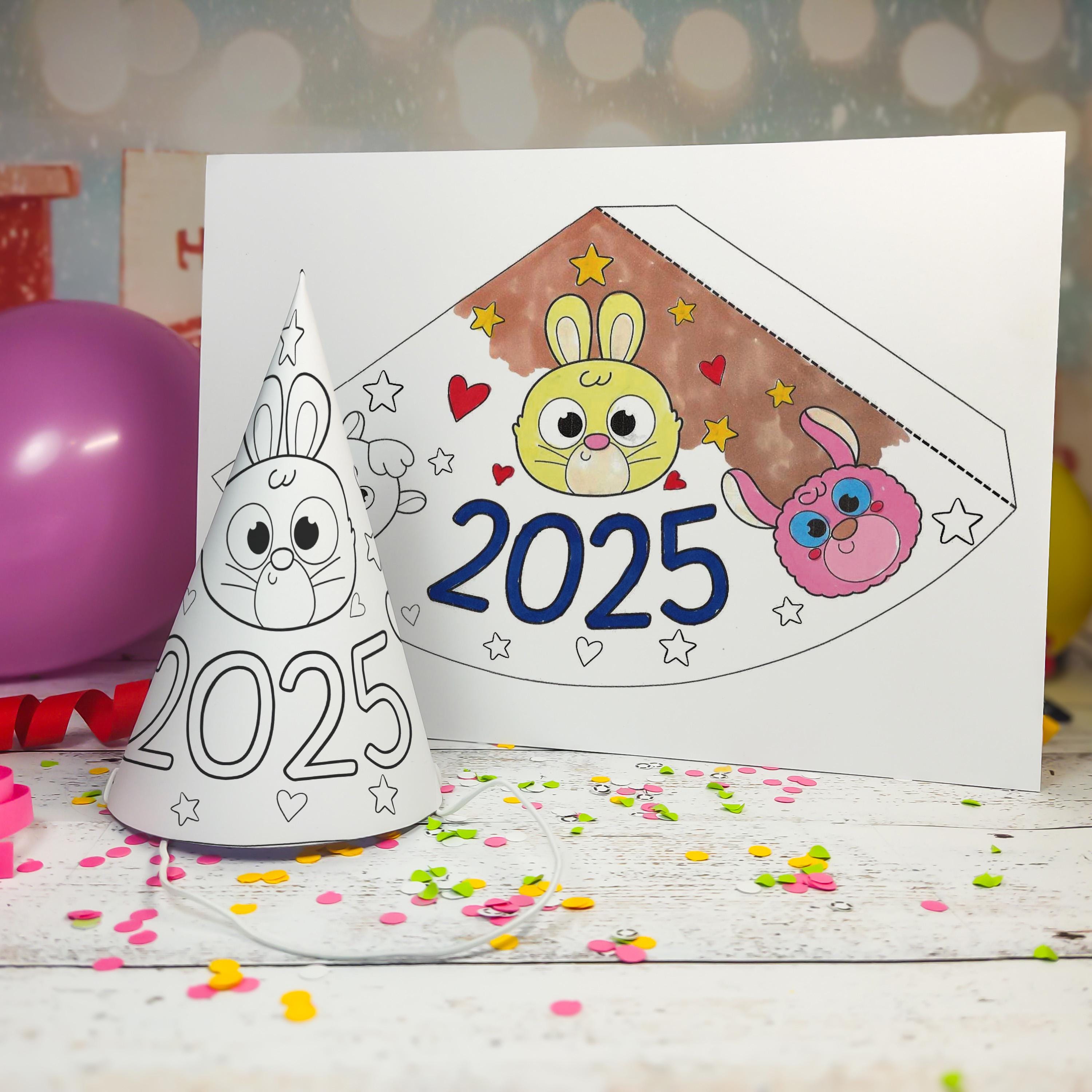 Coloring DIY Kids New Year's Eve Party Hat Printable Craft for ...