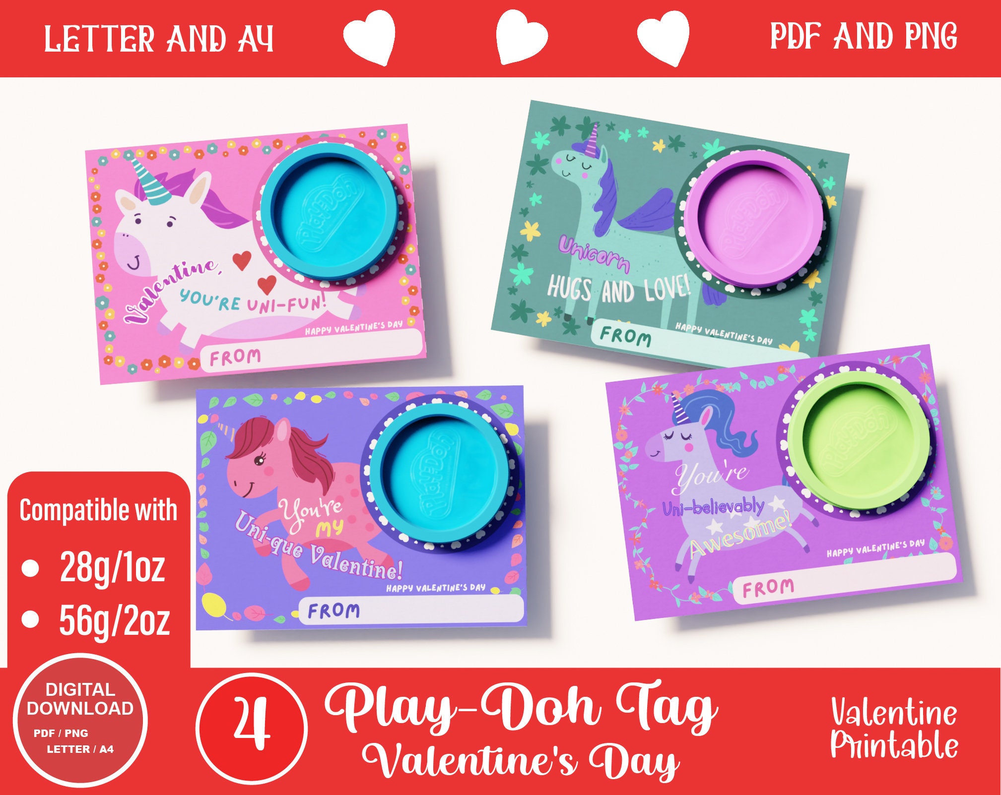 Fun Dough Valentines: Play-doh Gift Cards for Girls, Exciting Play-doh ...