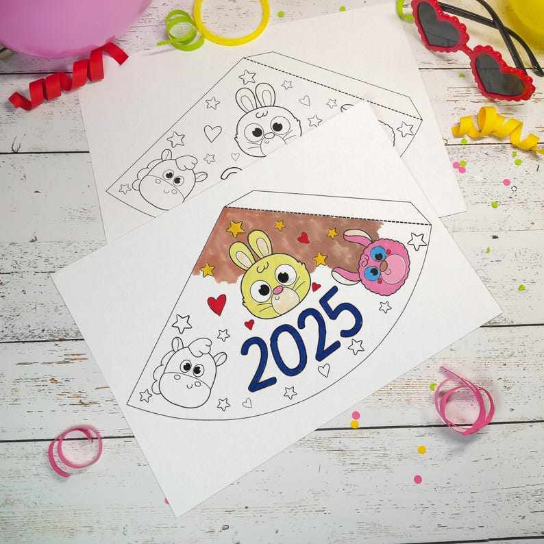 Coloring DIY Kids New Year's Eve Party Hat Printable Craft for ...