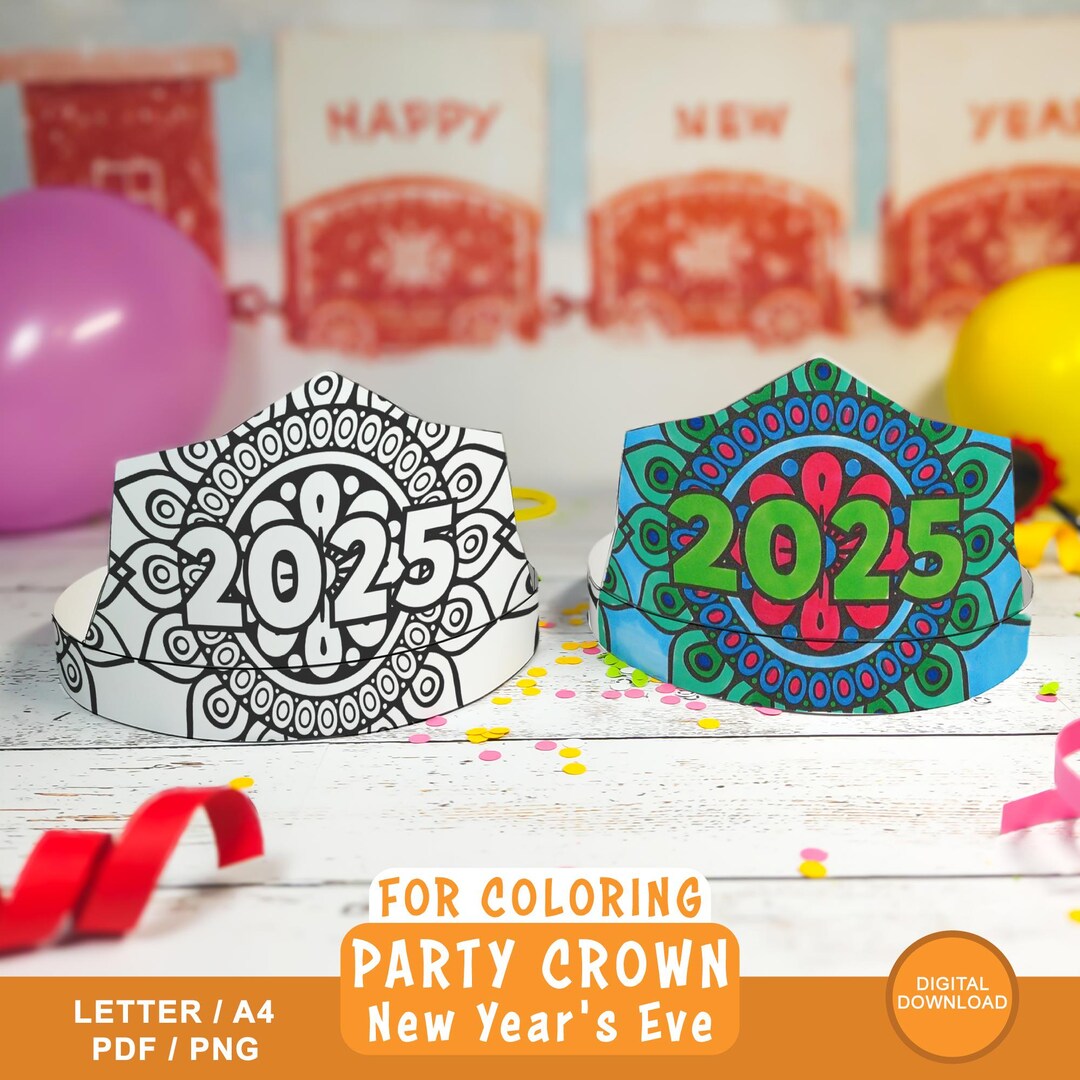 Coloring DIY Kids New Year's Eve Party Hat Printable Craft for ...
