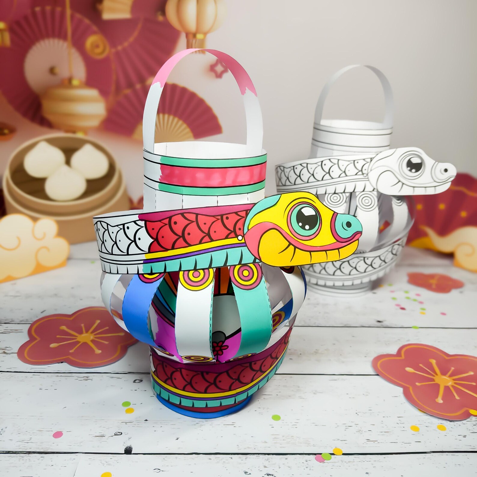 Coloring Chinese New Year Paper Lantern Craft Kit, Printable DIY ...