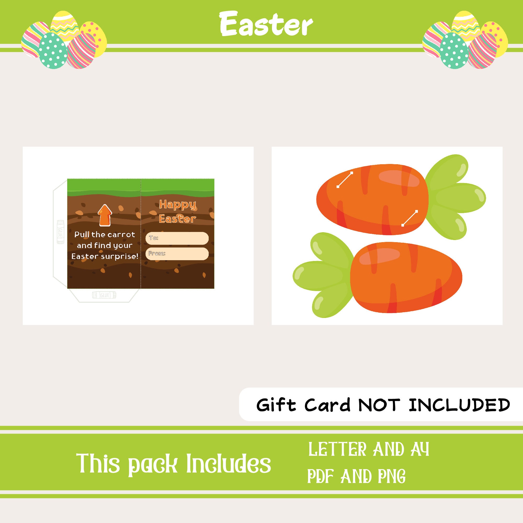 Easter Bunny Gift Card Holder Printable Foldable Card With Sweet Easter ...
