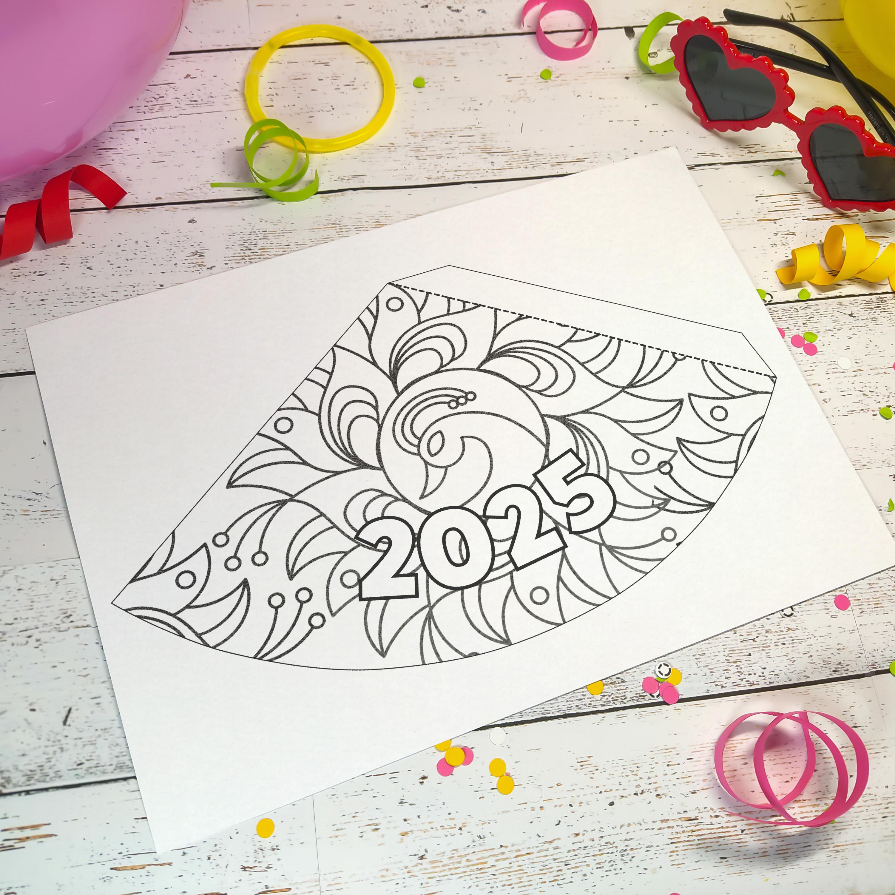 Coloring DIY Kids New Year's Eve Party Hat Printable Craft for ...