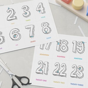 Printable Preschool Flashcards Numbers 1-30 for Coloring Numerals - Etsy