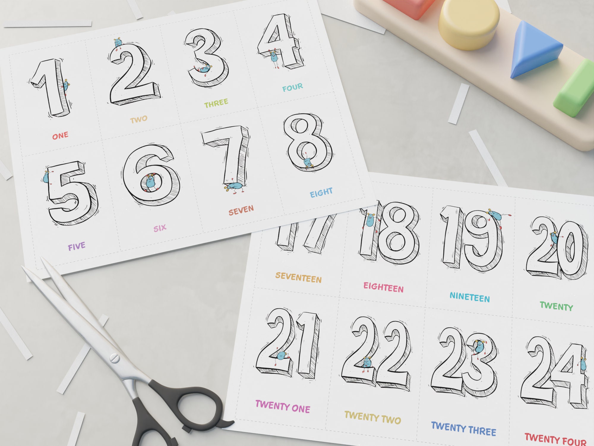 Printable Preschool Flashcards Numbers 1-30 for Coloring - Etsy