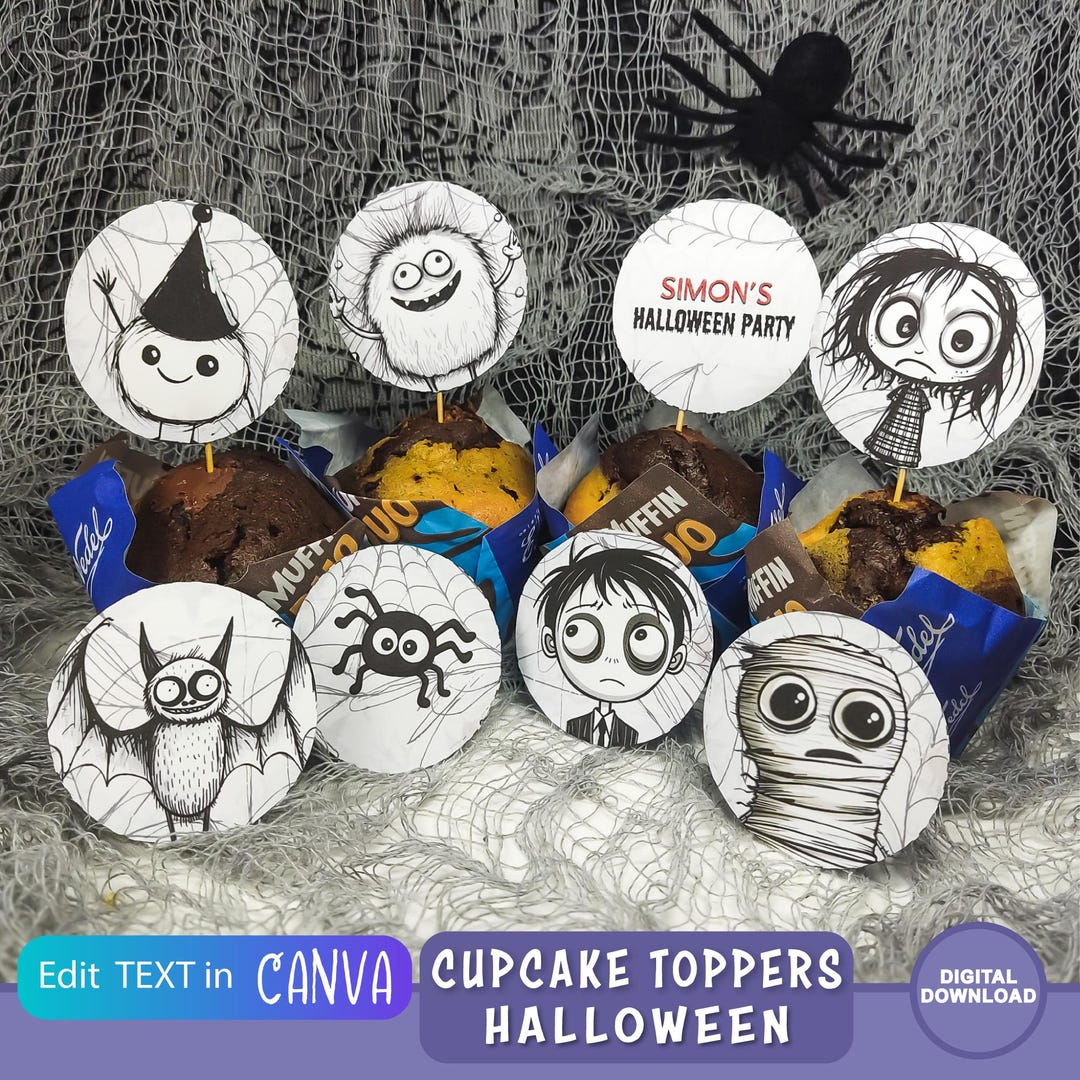 Editable Halloween Cupcake Toppers, Custom Cupcake Labels, Halloween ...