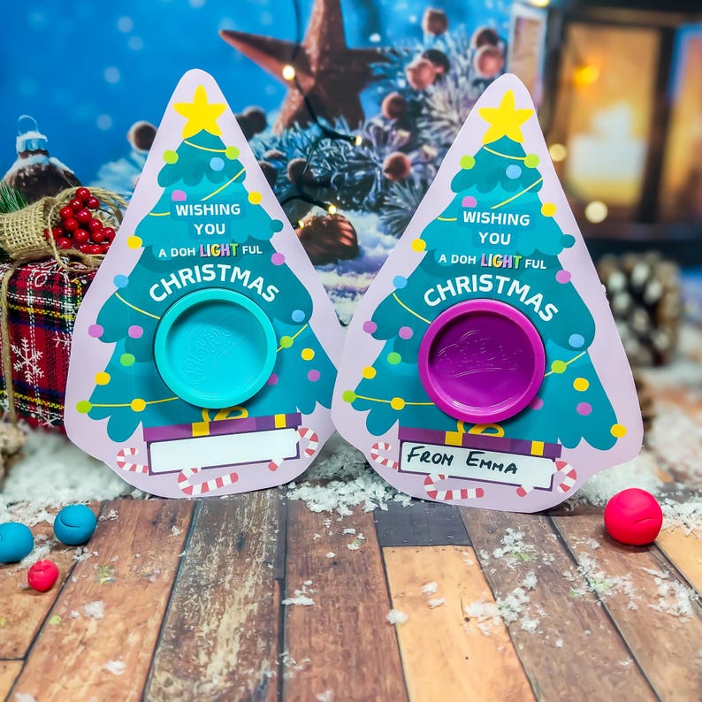 Blank Christmas Play-doh Holder, Cute Christmas Tree, Girl and Boy Xmas ...