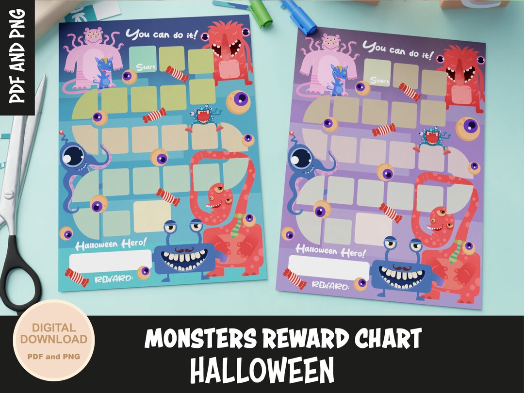Halloween Reward Chart for Kids Monsters Chart for Toddler - Etsy