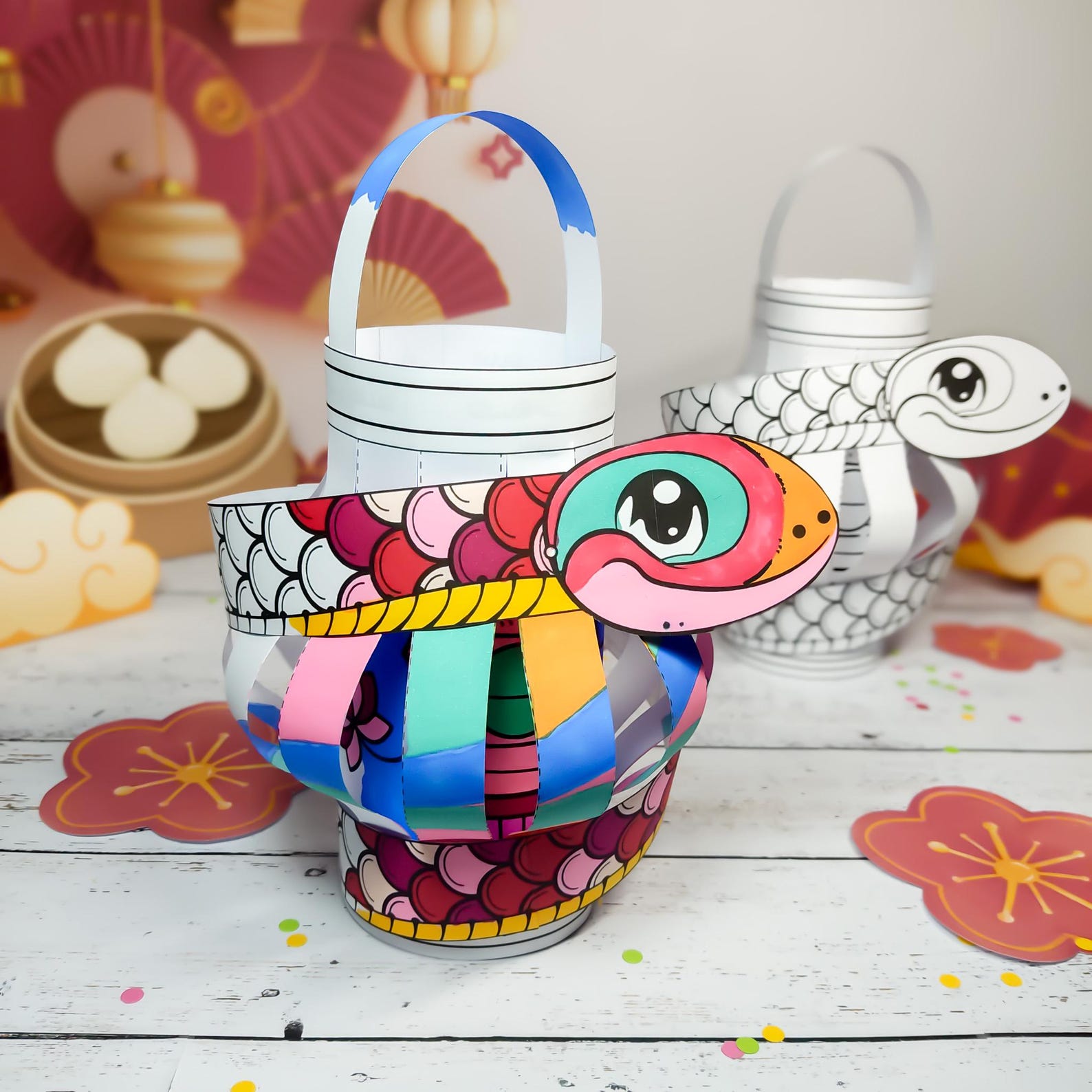 Coloring Chinese New Year Paper Lantern Craft Kit, Printable DIY ...