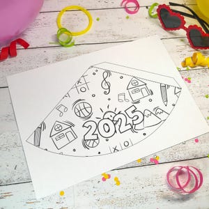 Coloring DIY Kids New Year's Eve Party Hat Printable Craft for ...