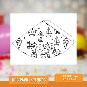 Coloring DIY Kids New Year's Eve Party Hat Printable Craft for ...