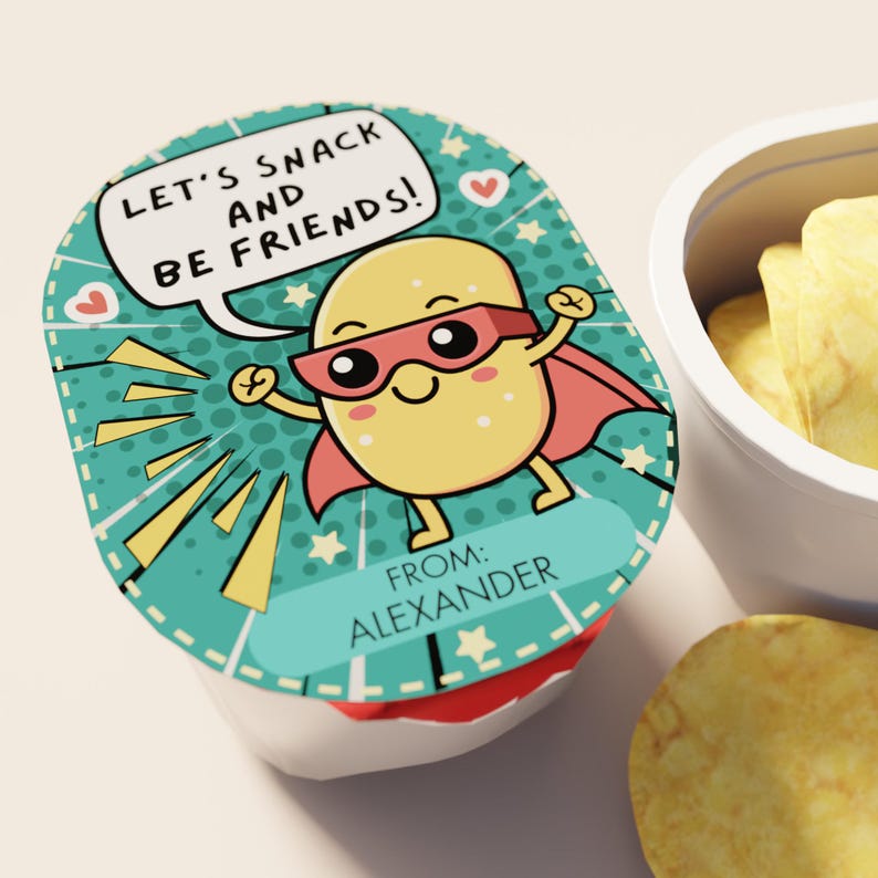 Printable Valentine Chip Snack Labels for Kids, Editable Pringles Tags ...