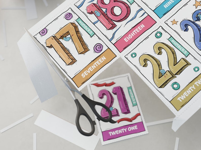 Printable Preschool Flashcards Numbers 1-30 Vibrant Colors - Etsy