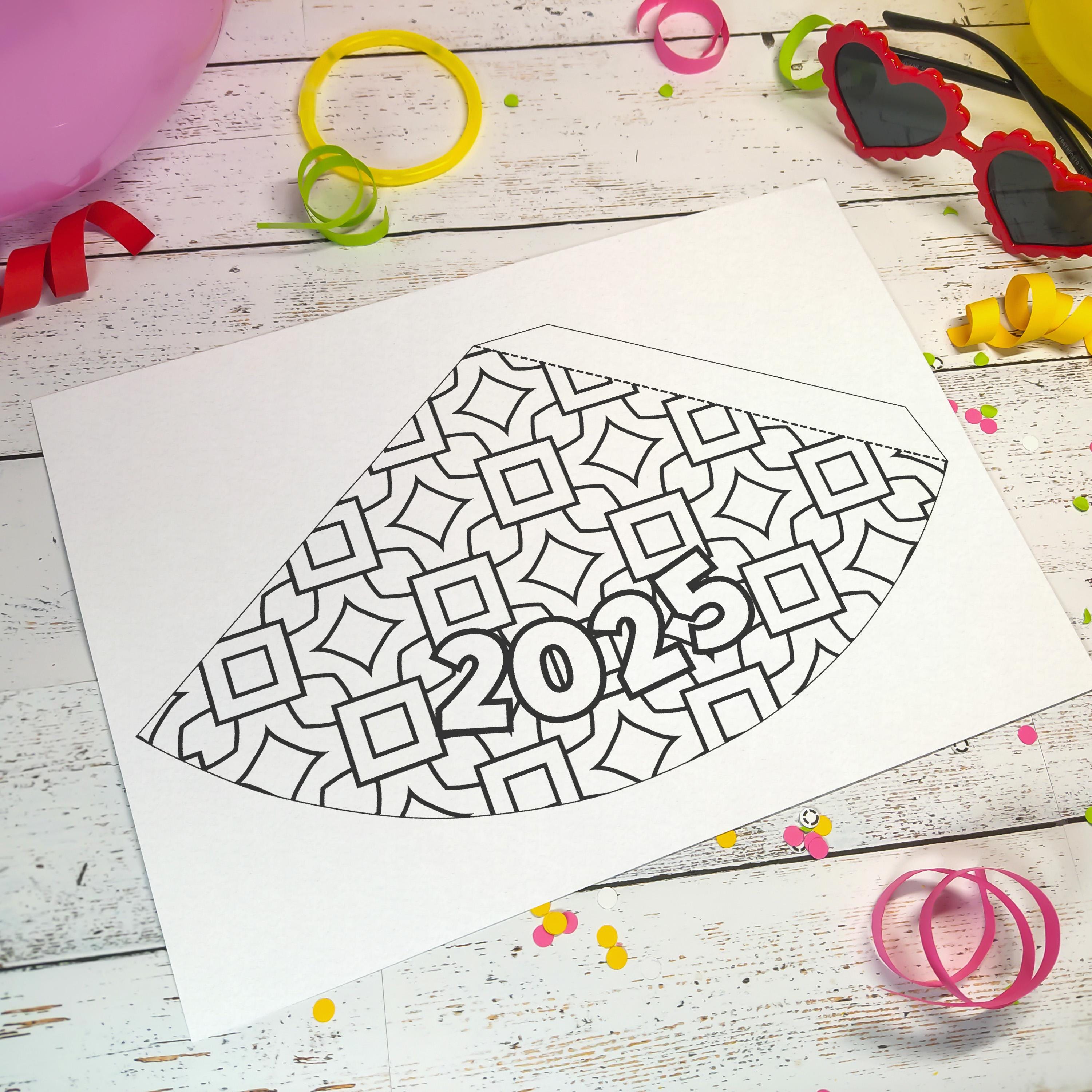 Coloring DIY Kids New Year's Eve Party Hat Printable Craft for ...
