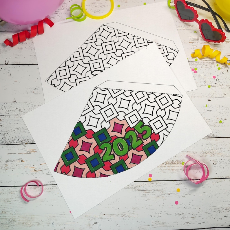 Coloring DIY Kids New Year's Eve Party Hat Printable Craft for ...