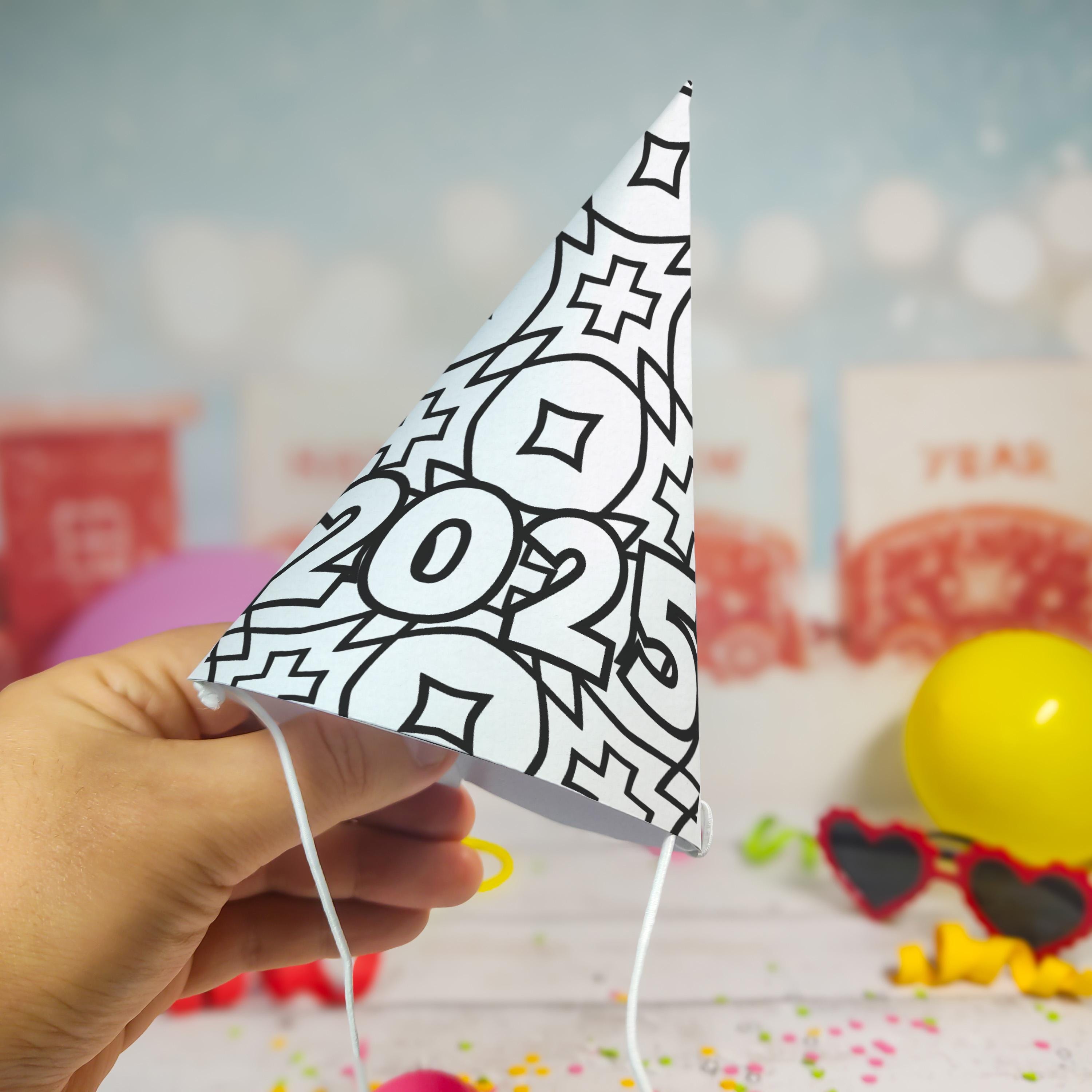 Coloring DIY Kids New Year's Eve Party Hat Printable Craft for ...