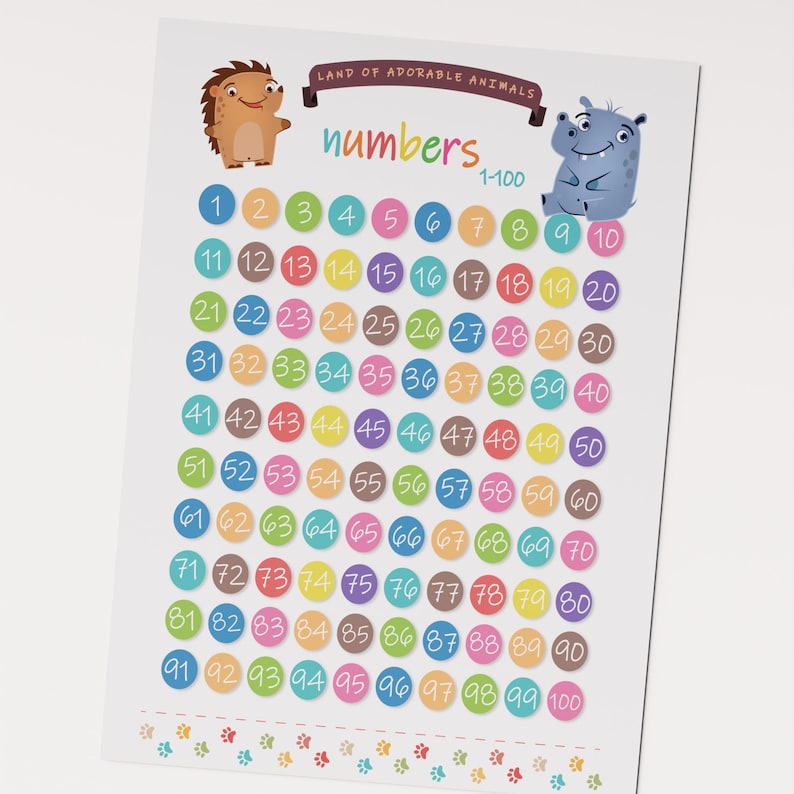 Count to 100 Printable, Rainbow Numbers 1-100, Classroom Poster, Kids ...