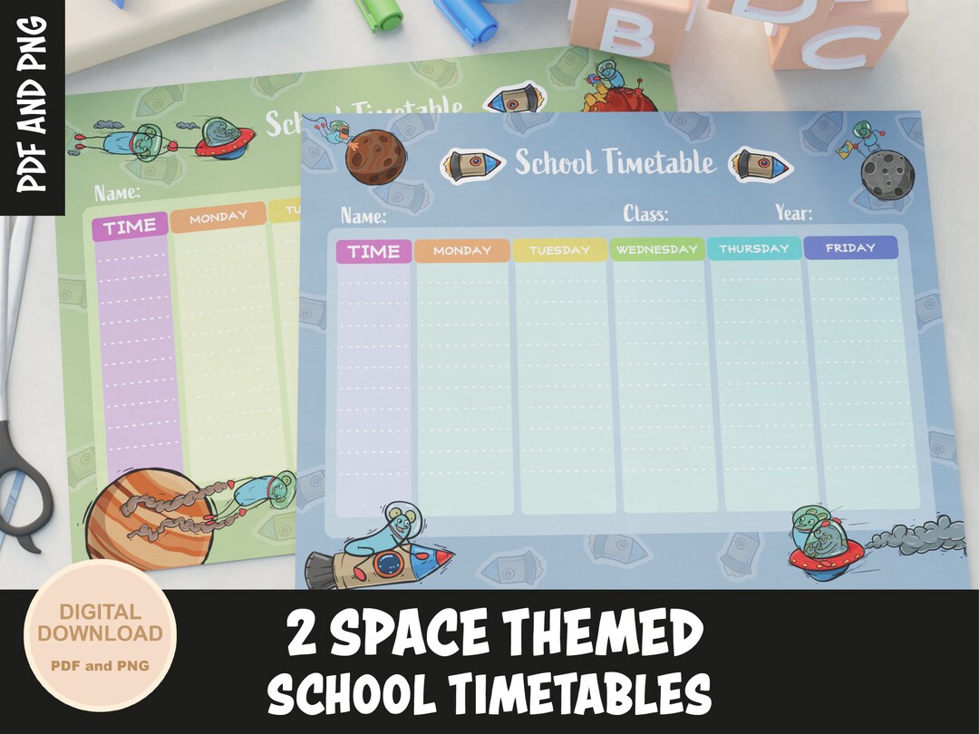 Space-themed Timetables for Kids Instant Download in PNG & - Etsy