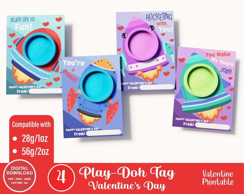 Fun Dough Valentines: Play-doh Gift Cards for Boys, Exciting Play-doh ...