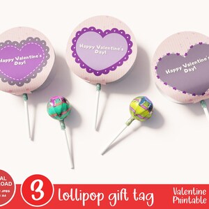 Purple Lollipop Valentine Tags for Kids' Classroom, Delightful DIY ...