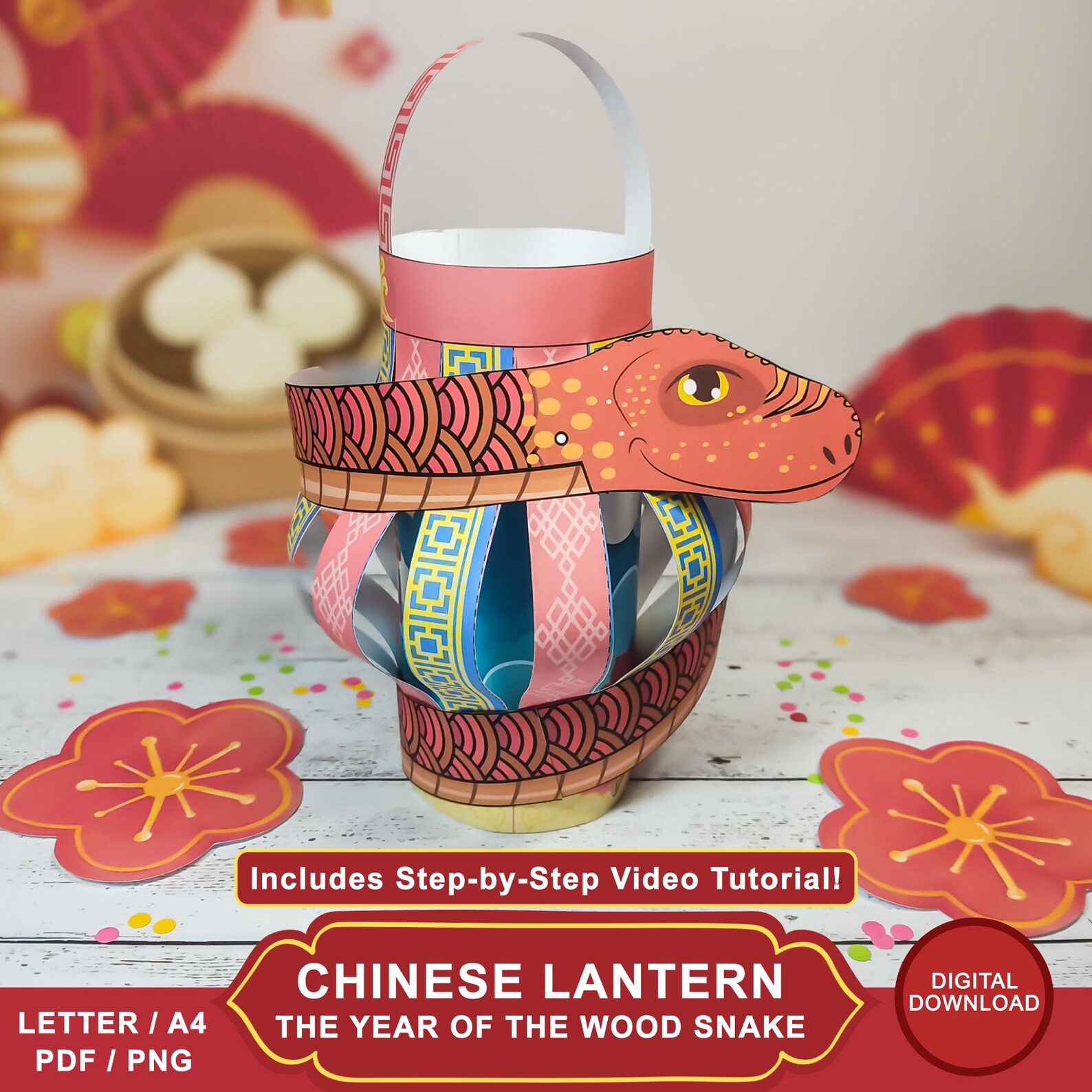 Printable Chinese New Year Paper Lantern Craft Kit, DIY Lantern for ...