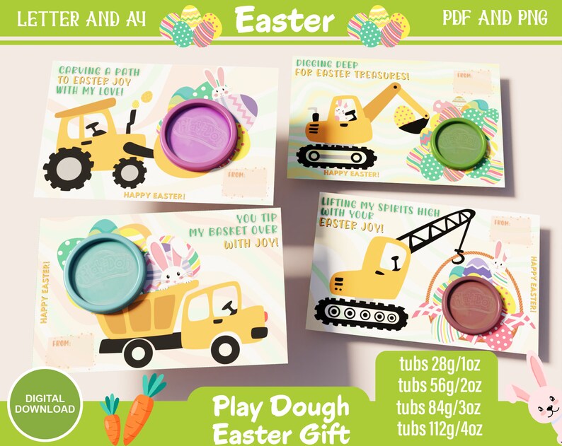 Play-doh and Truck Themed Easter Cards - Construction Truck Easter Fun ...