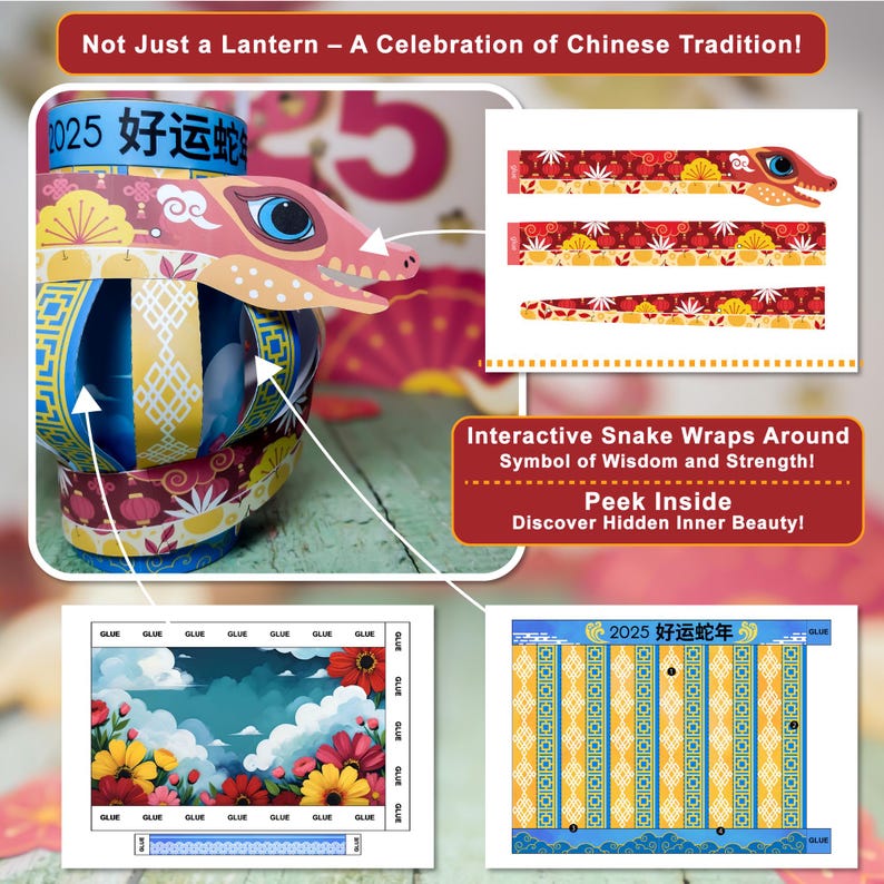 Printable Chinese New Year Paper Lantern Craft Kit, DIY Lantern for ...