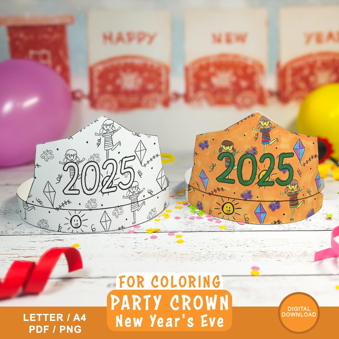 Coloring DIY Kids New Year's Eve Party Hat Printable Craft for ...
