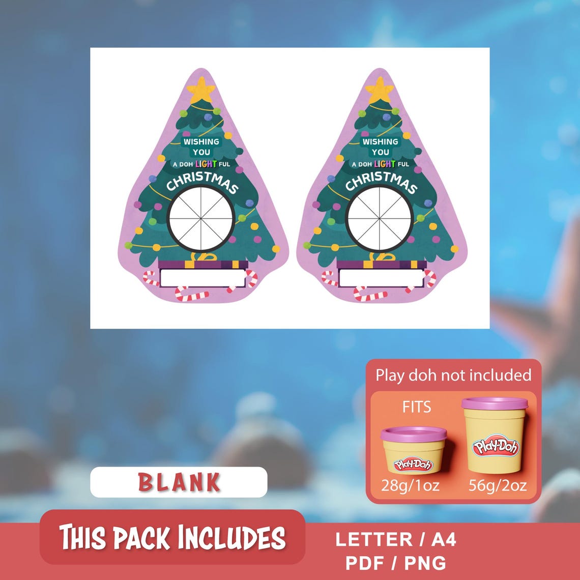 Blank Christmas Play-doh Holder, Cute Christmas Tree, Girl and Boy Xmas ...