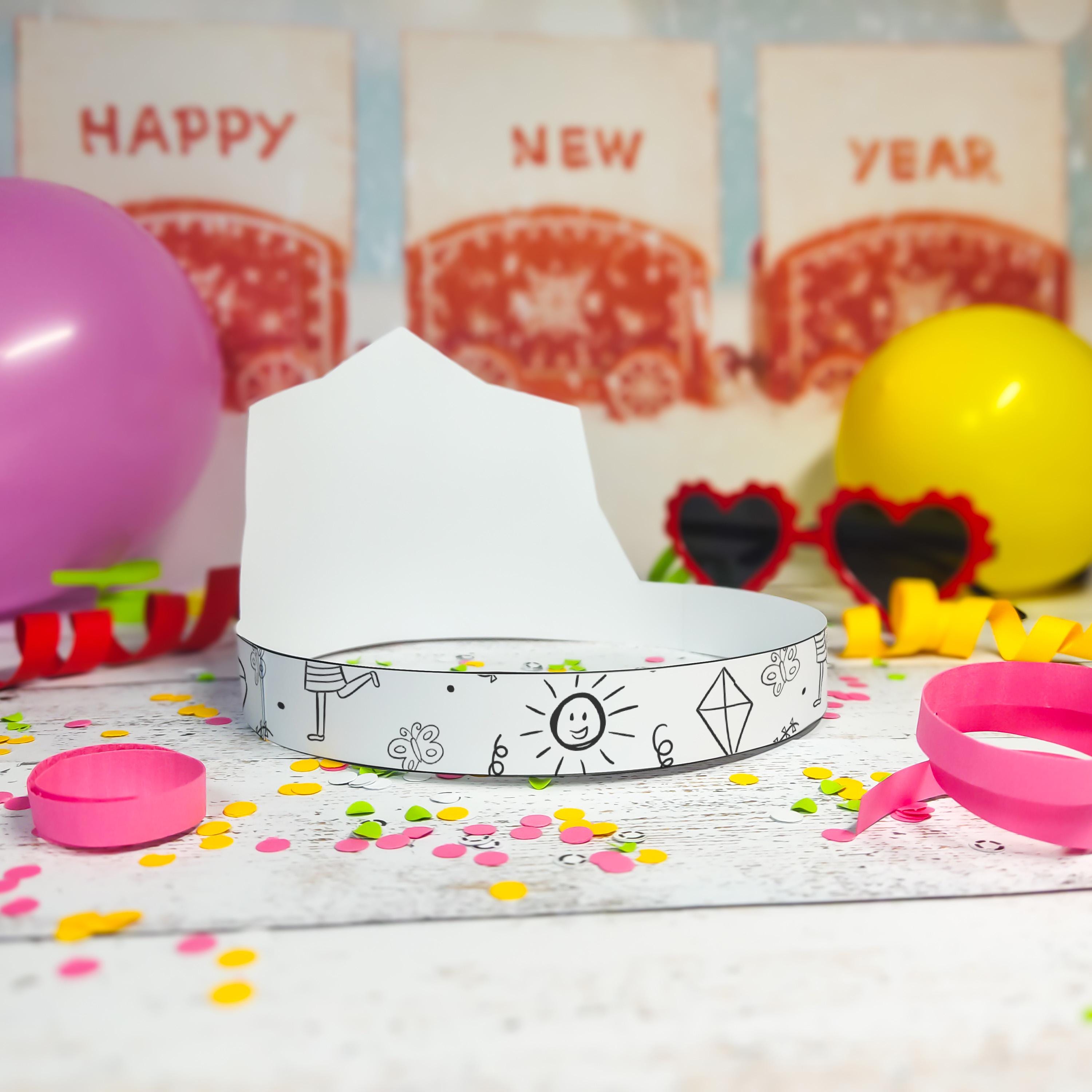 Coloring DIY Kids New Year's Eve Party Hat Printable Craft for ...