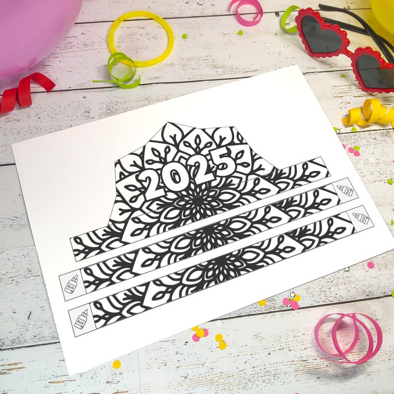 Coloring DIY Kids New Year's Eve Party Hat Printable Craft for ...
