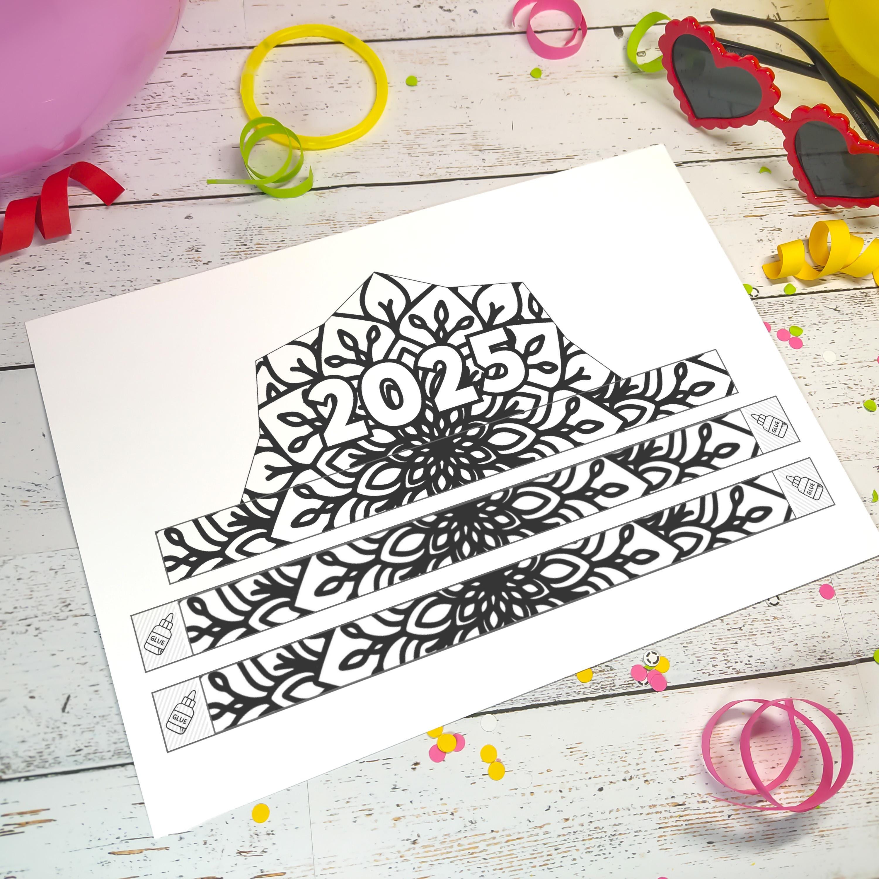 Coloring DIY Kids New Year's Eve Party Hat Printable Craft for ...