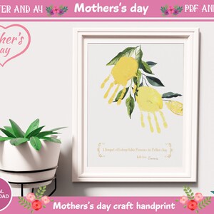 Mother's Day Handprint Art Print Floral Bouquet Keepsake for Mom ...