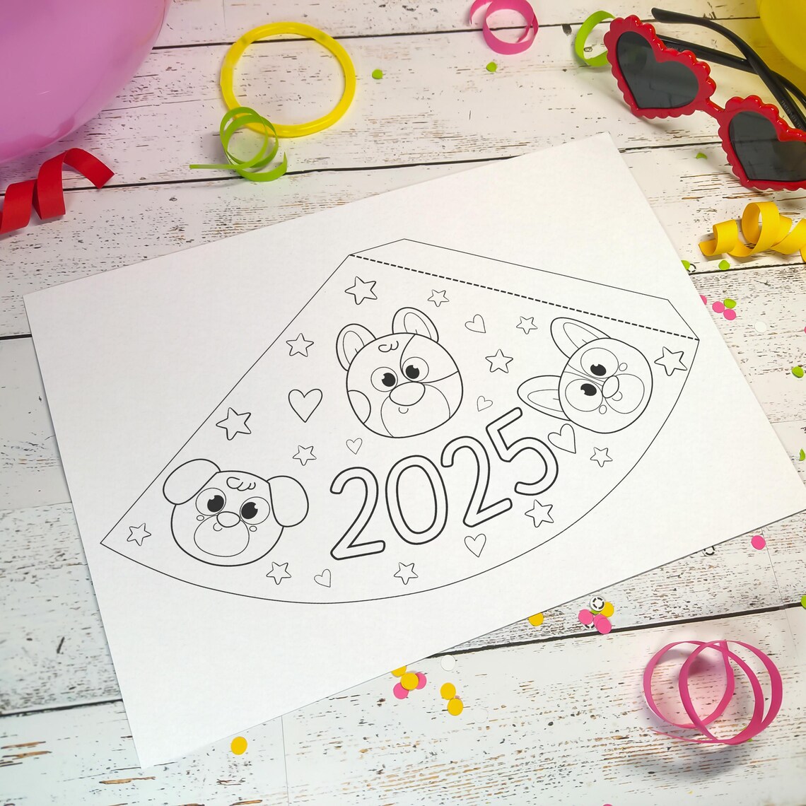 Coloring DIY Kids New Year's Eve Party Hat Printable Craft for ...
