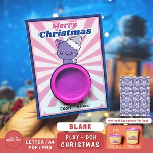 Blank Christmas Play-doh Holder, Cute Cat, Girl and Boy Xmas, Printable ...