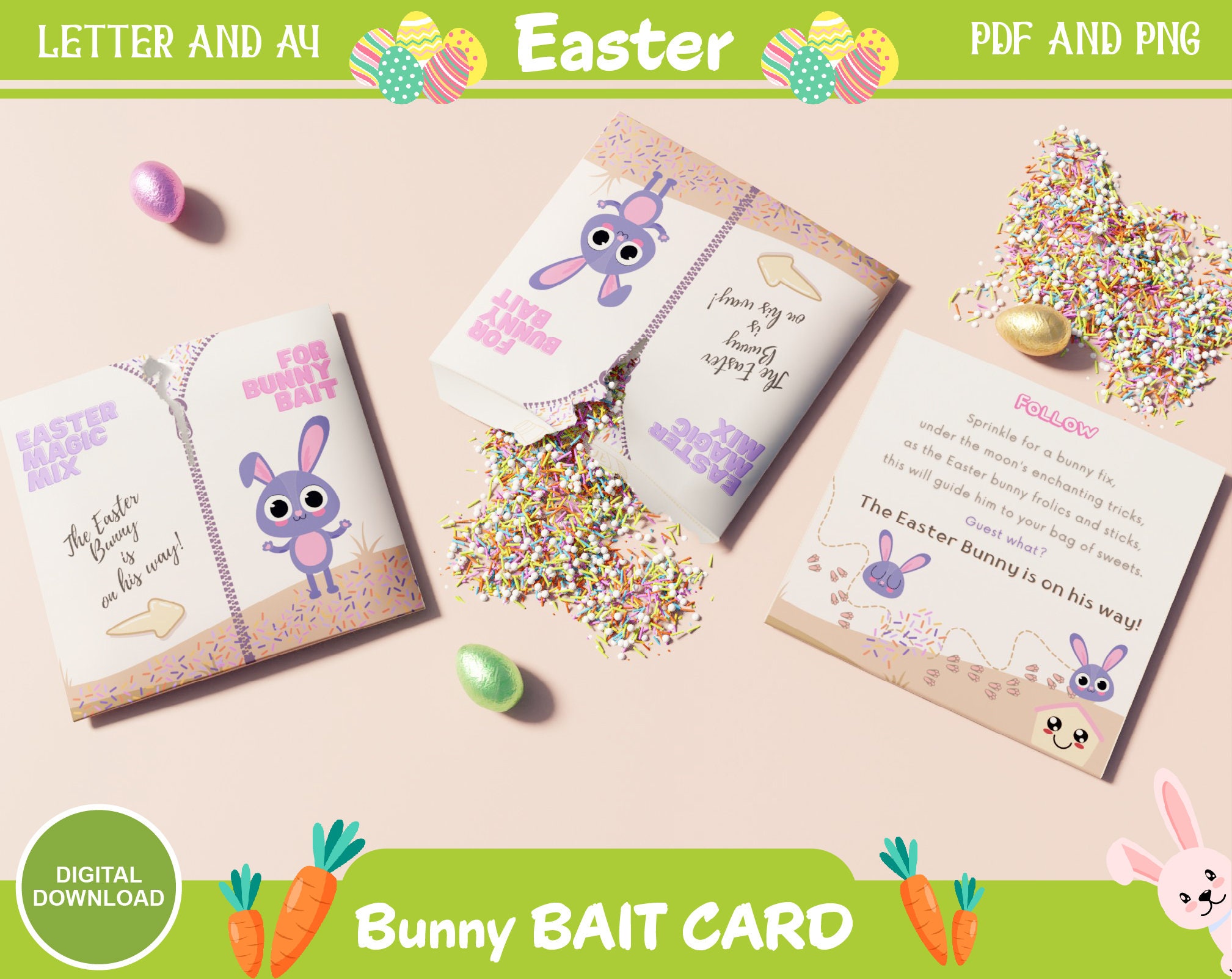 Bunny Bait Card, Adorable Easter Card for DIY Magic and Sweet Surprises ...