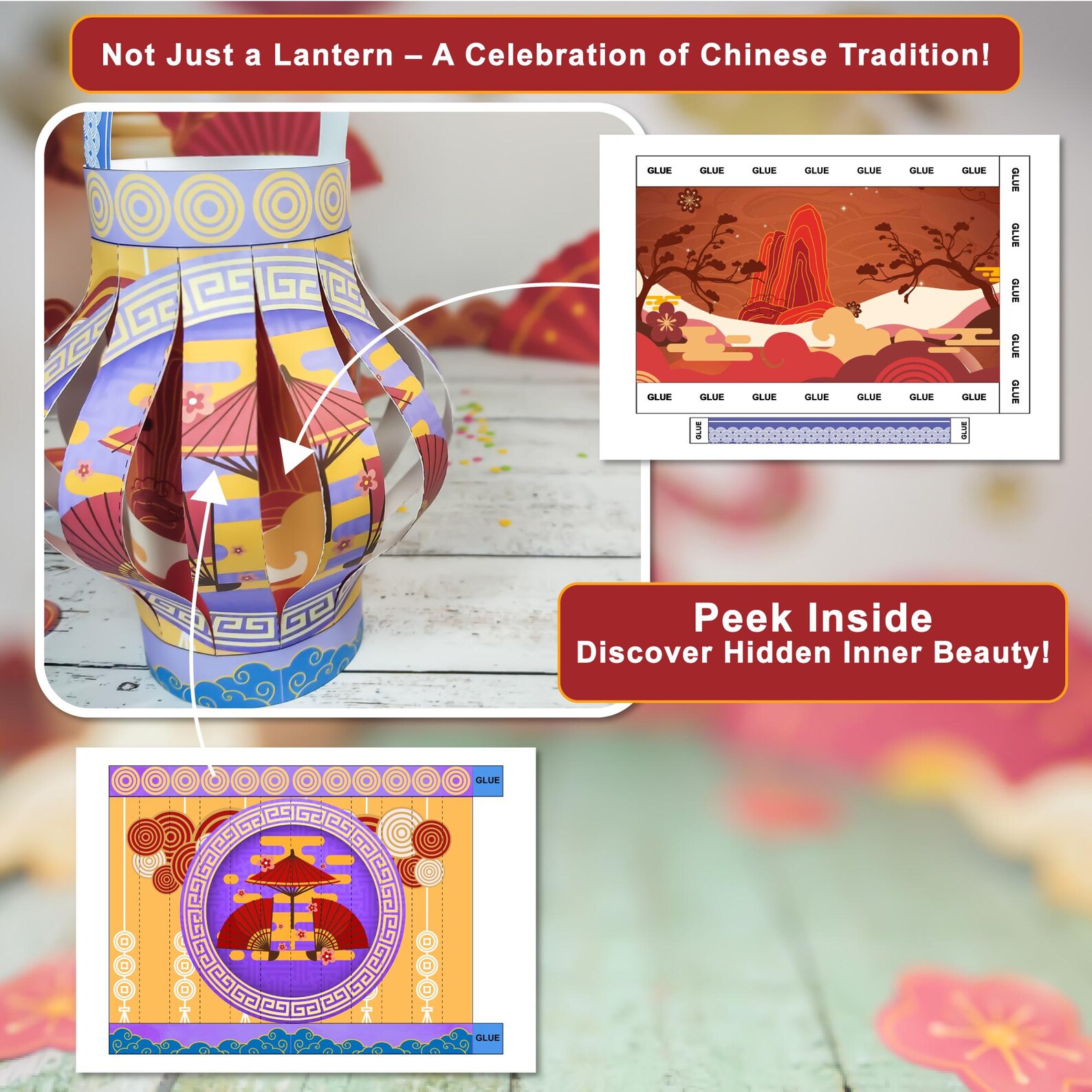 Printable Chinese New Year Paper Lantern Craft Kit, DIY Lantern for ...